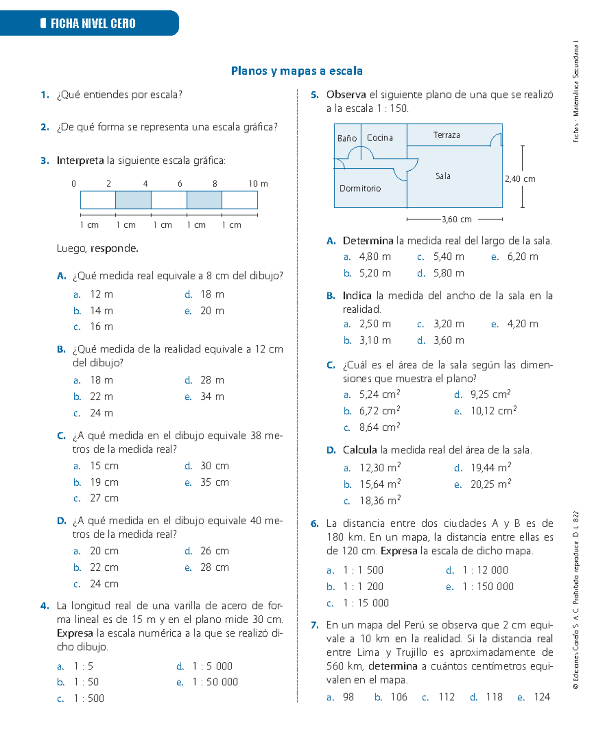 F0 Planos y mapas a escala - FICHA NIVEL CERO Fichas - Matemática Secundaria I © Ediciones ...