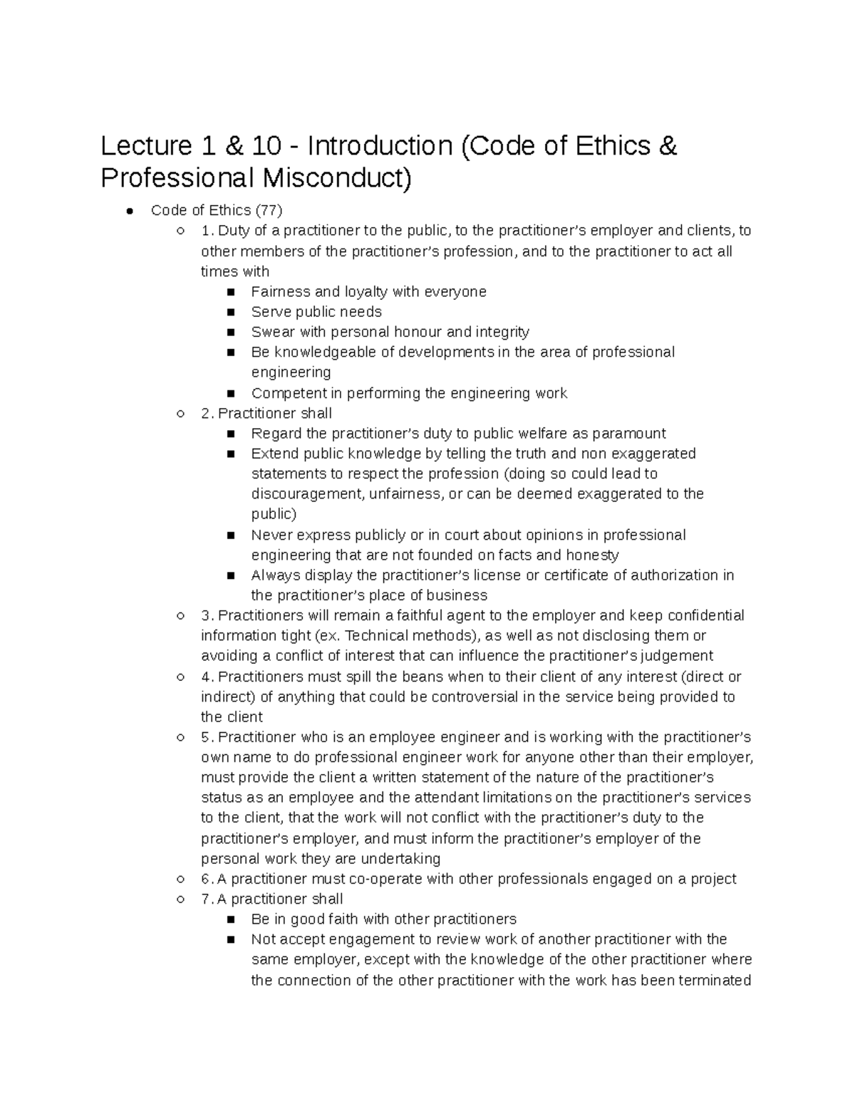 4995 Reading Notes - Lecture 1 & 10 - Introduction (Code of Ethics ...