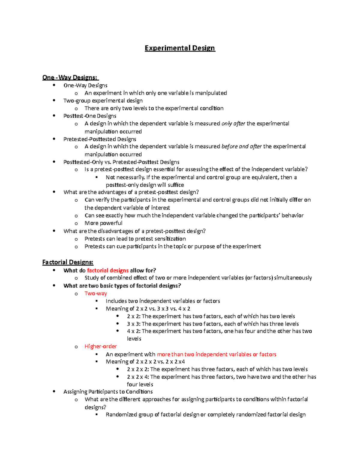 Experimental Design - Pretested-Posttest Designs o Is a pretest ...