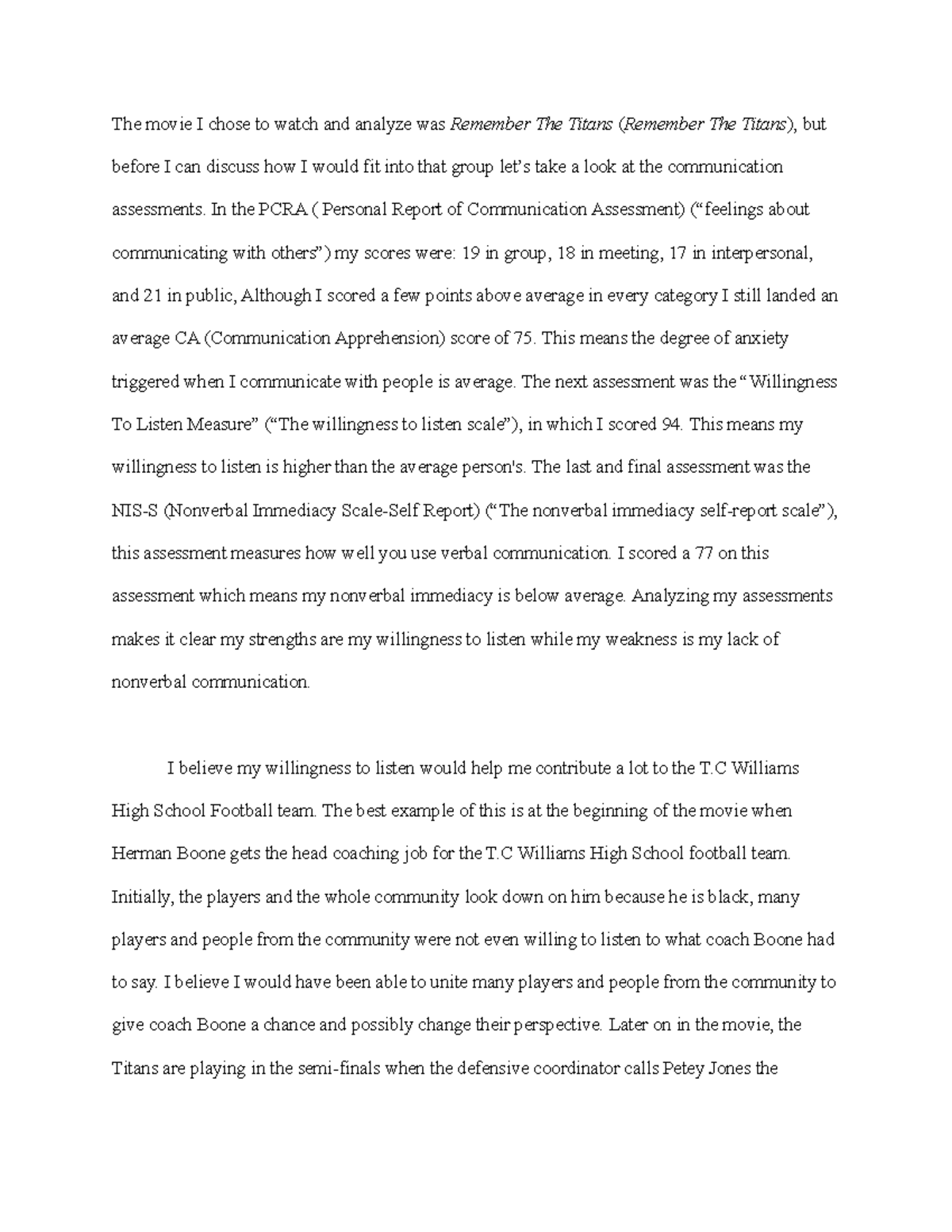 Movie Critique Paper - The movie I chose to watch and analyze was ...