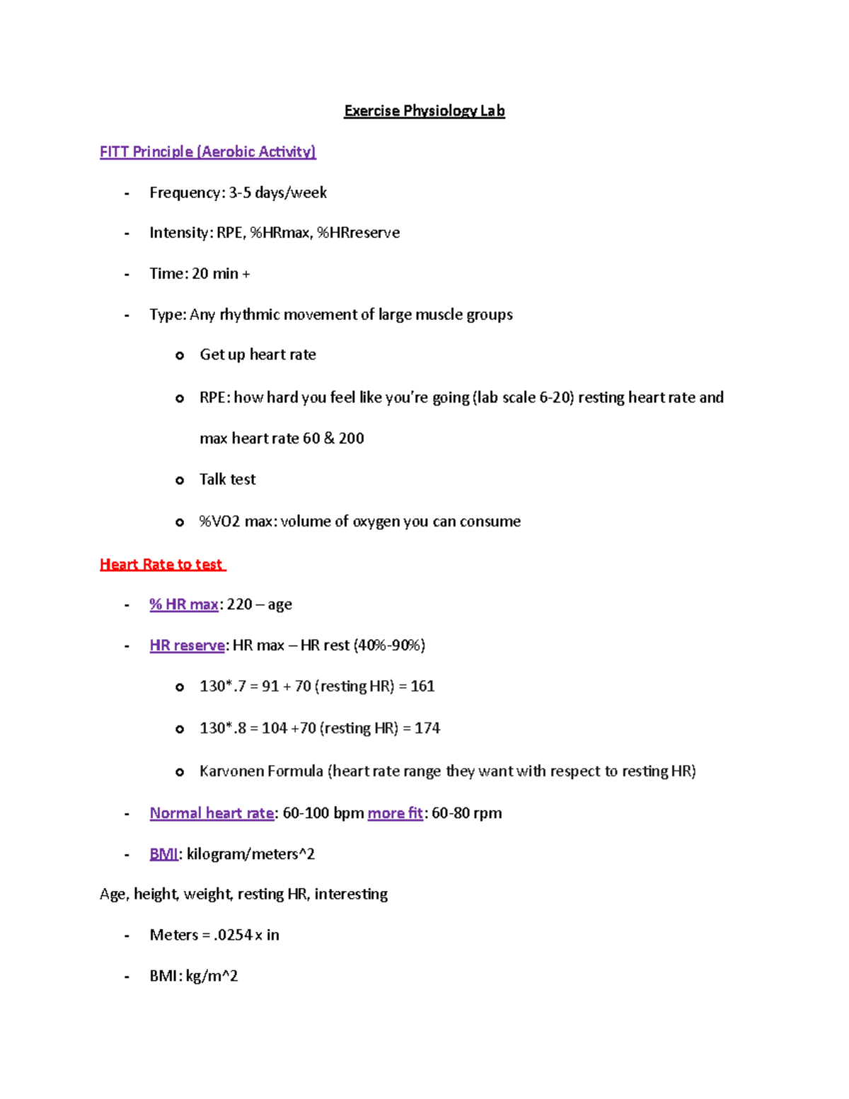 Exercise physiology lab - Exercise Physiology Lab FITT Principle ...