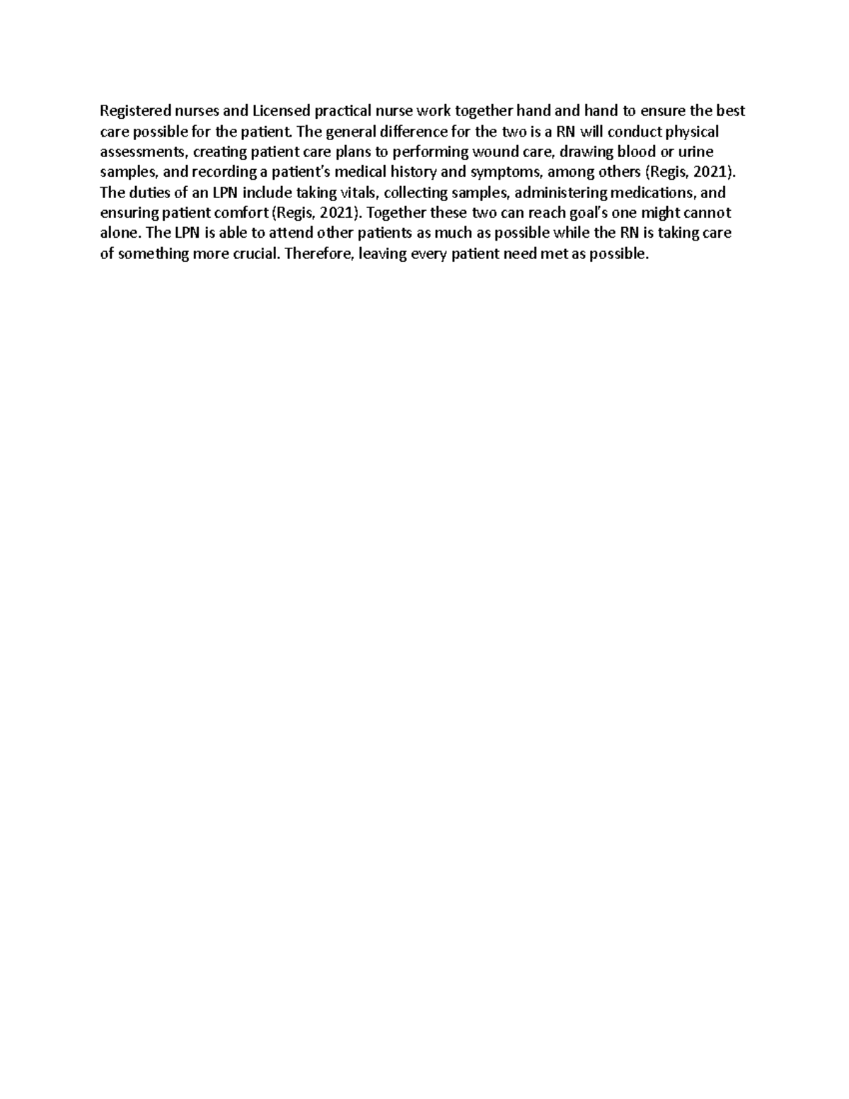 M2 DB - Module two Discussion post - Registered nurses and Licensed ...