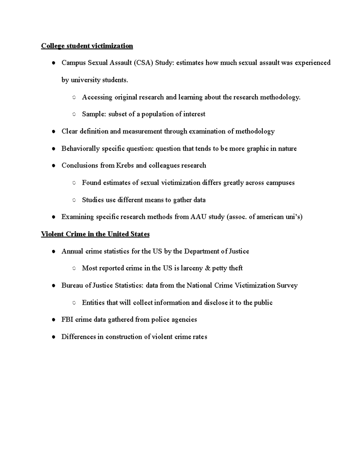 Chapter 1 Lecture Notes - College student victimization Campus Sexual ...