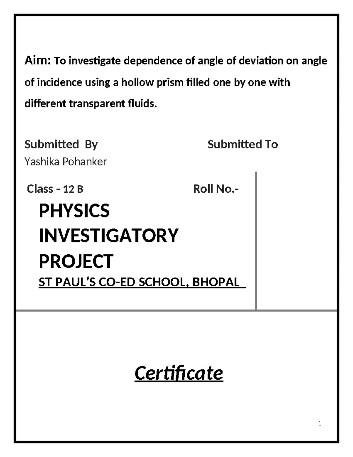 Physics-investigatory-project 1 - Aim: To investigate dependence of ...