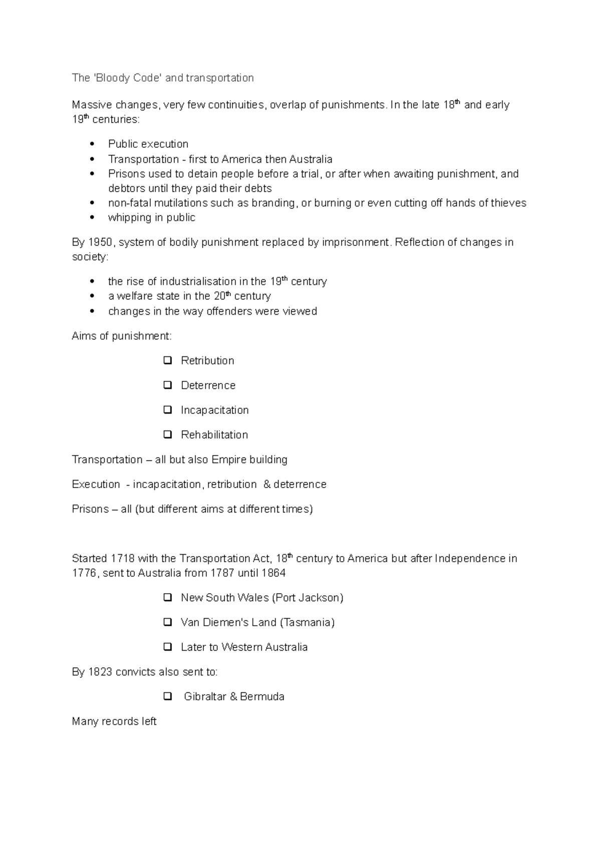 The bloody code - The 'Bloody Code' and transportation Massive changes ...