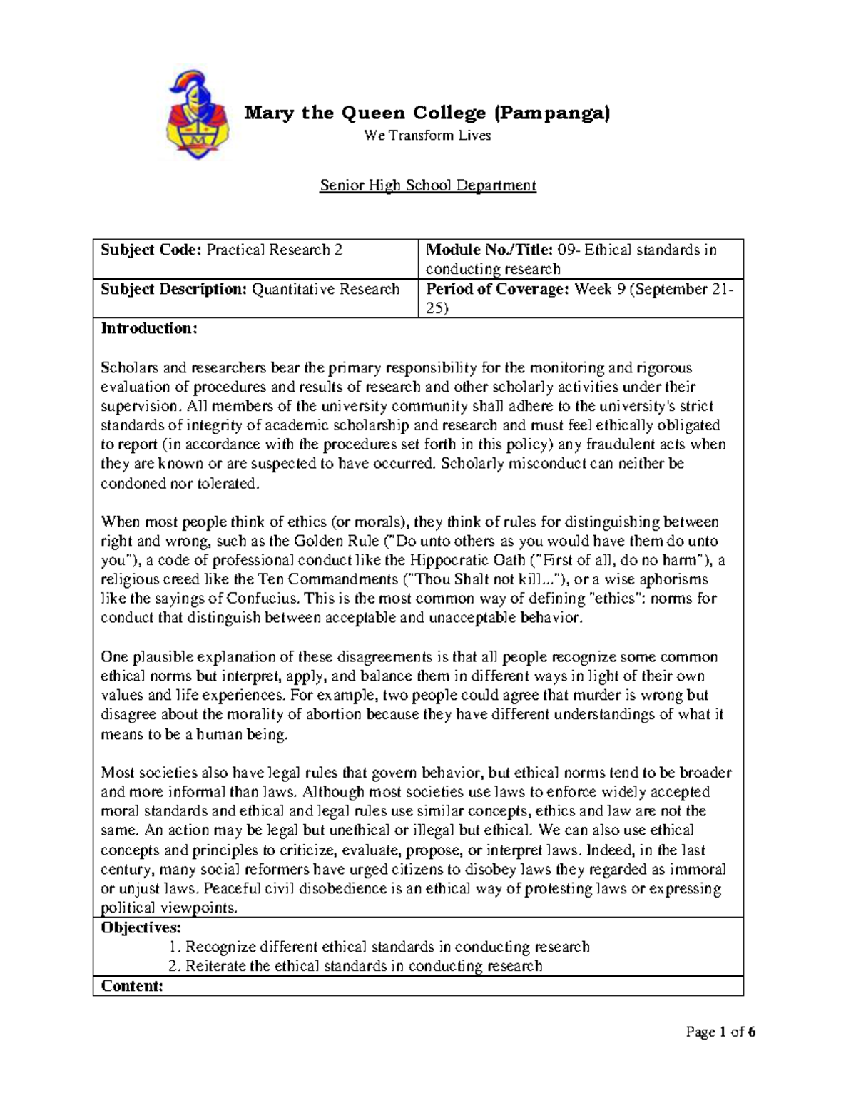 PR2 Module 9 - notes - Mary the Queen College (Pampanga) We Transform ...