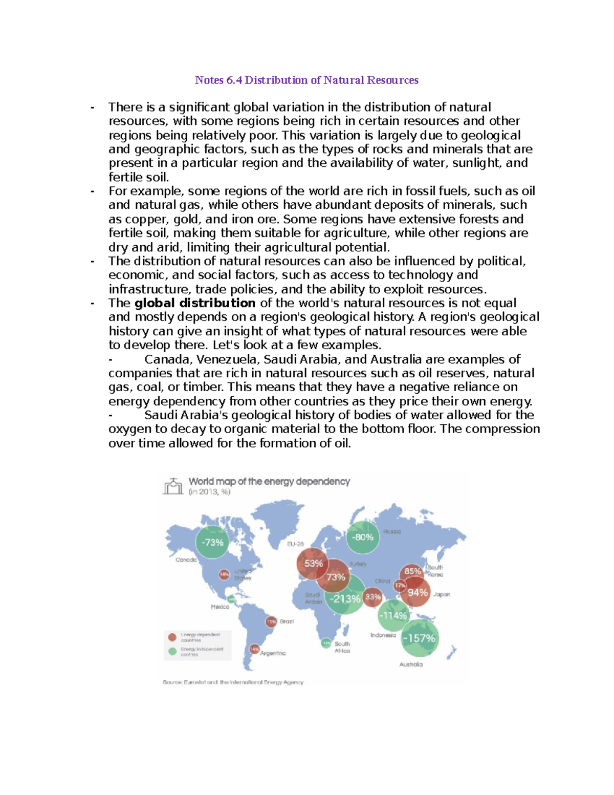 Distribution of Natural Resources - Notes 6 Distribution of Natural ...