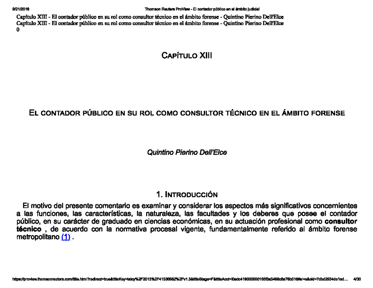 Capitulo 13 CP como consultor tecnico embito forense - Thomson Reuters ...
