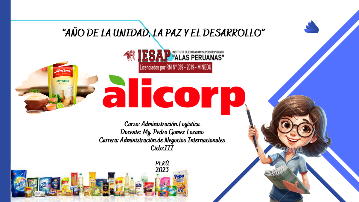 Alicorp - “AÑO DE LA UNIDAD, LA PAZ Y EL DESARROLLO” Curso: Administración Logística Docente: Mg ...