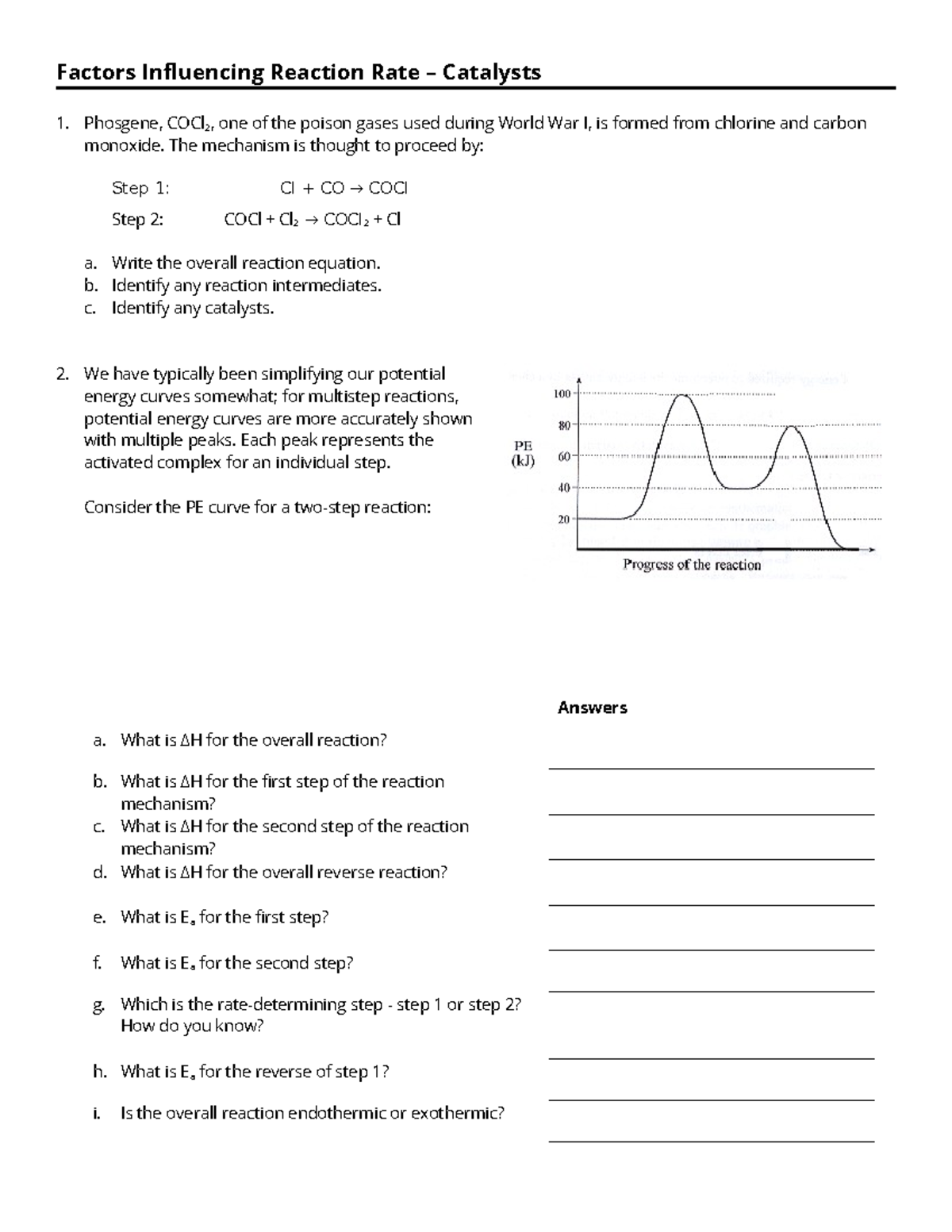 Catalysts and Reaction Mechanisms - Factors Influencing Reaction Rate ...