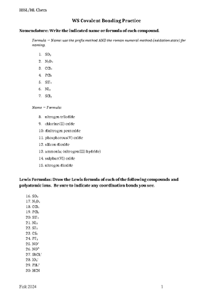 WS Calorimetry Practice - IBSL/HL Chem WS Calorimetry Practice 1. When 1 g of potassium bromide ...