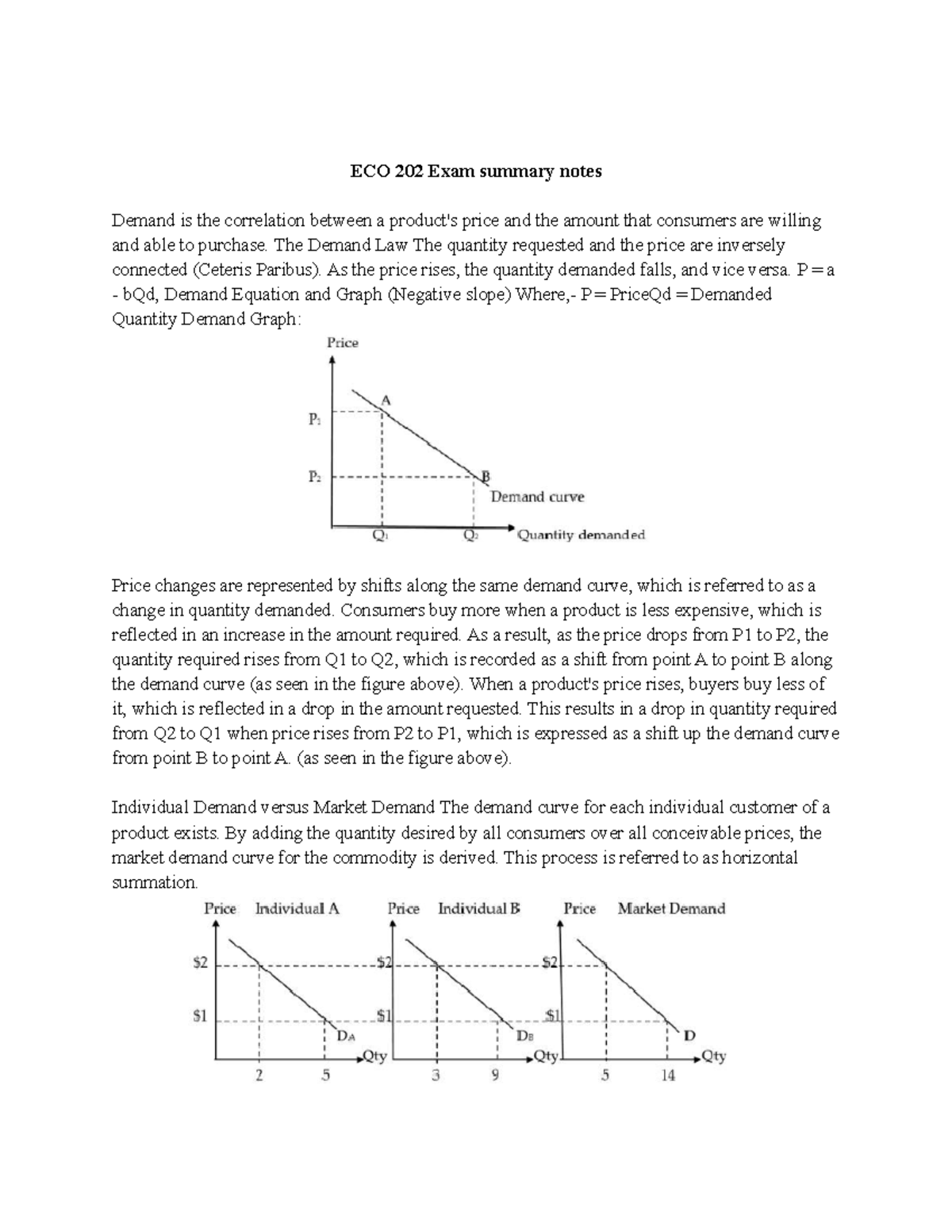 ECO 202 Exam summary notes - ECO 202 Exam summary notes Demand is the ...