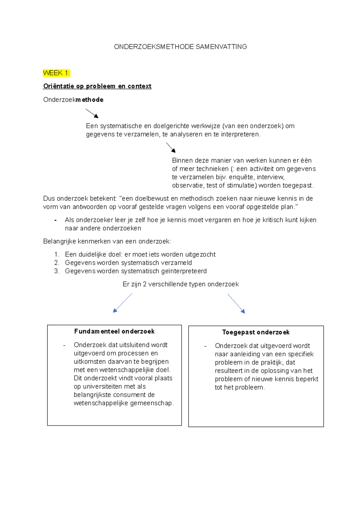 Onderzoeksmethode Samenvatting - ONDERZOEKSMETHODE SAMENVATTING WEEK 1 ...