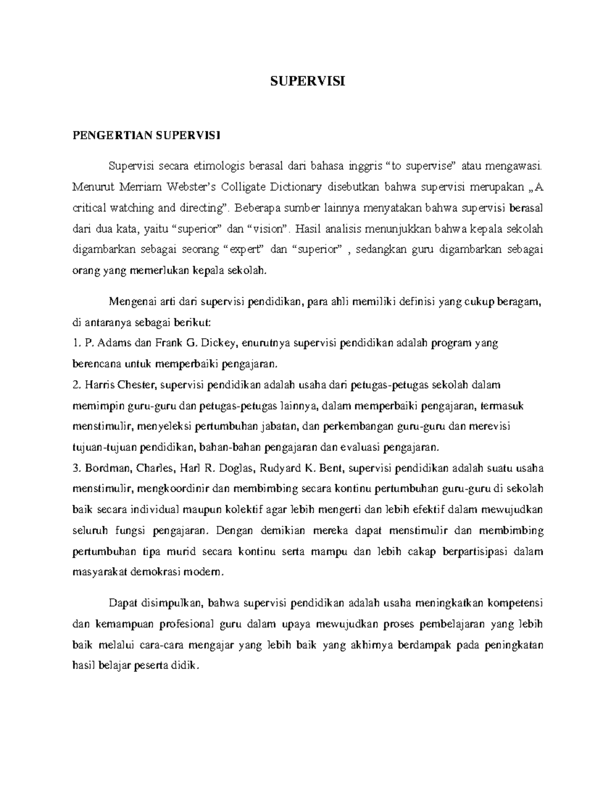 Supervisi dalam Manajemen Pendidikan - SUPERVISI PENGERTIAN SUPERVISI ...