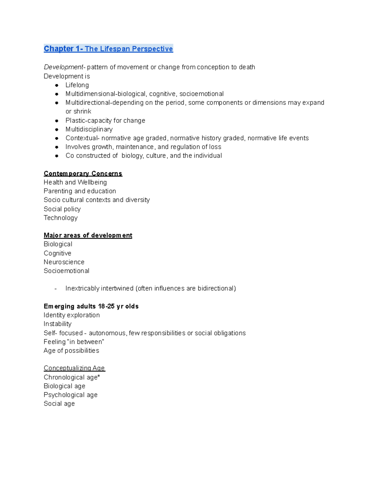 Chapter 1- 2 Pych of Human development - Chapter 1- The Lifespan Perspective Development ...