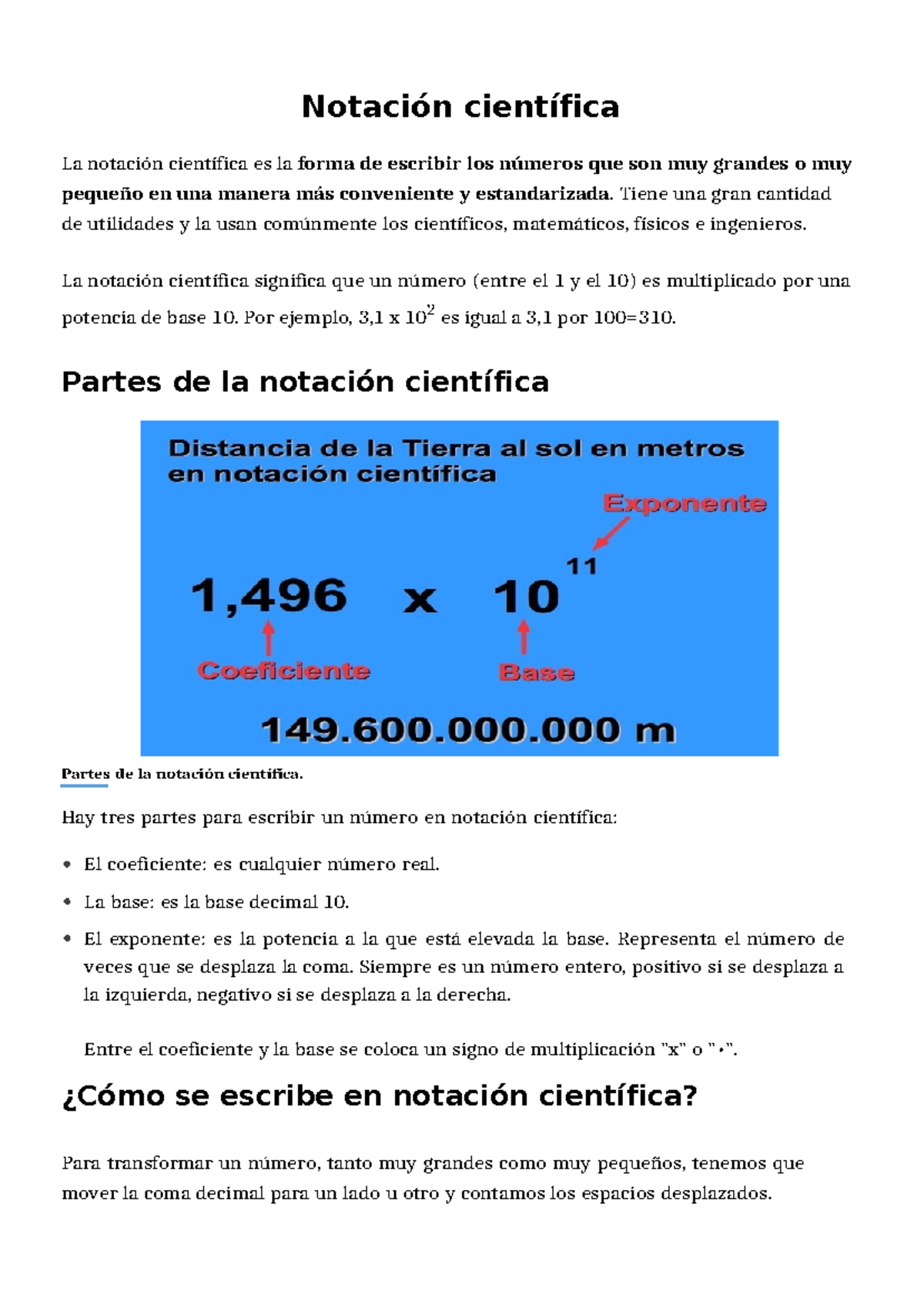 Notación científica definición y ejemplos - Notación científica La ...