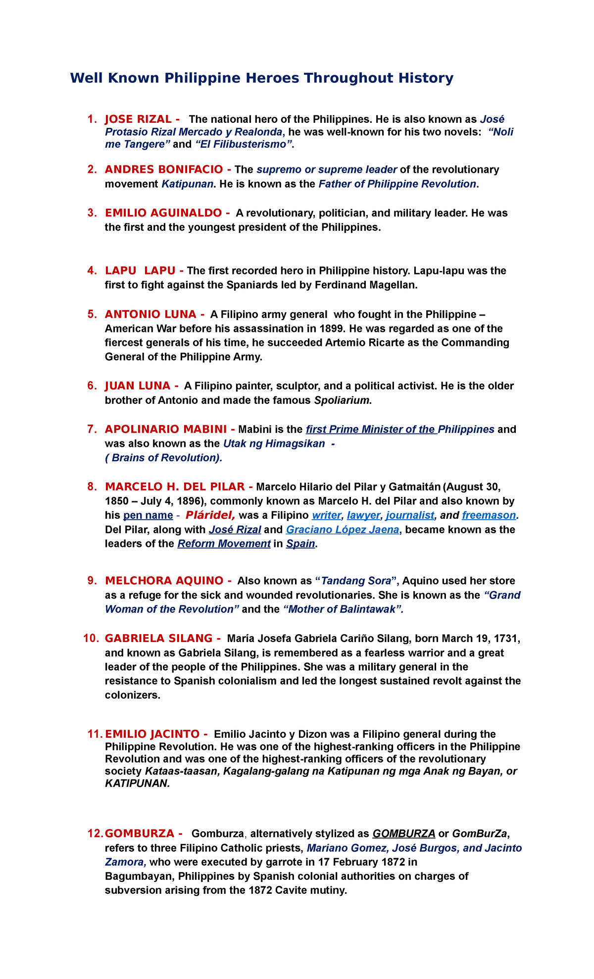 Well Known Philippine Heroes Throughout History - JOSE RIZAL - The ...