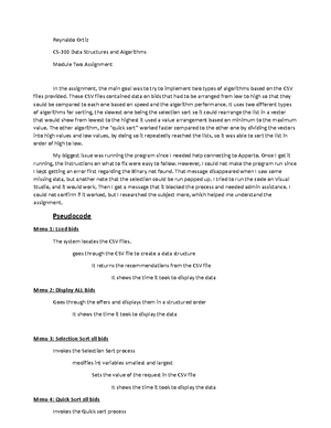 CS 305 Module Two Coding Assignment - Reynaldo Ortiz Southern New ...