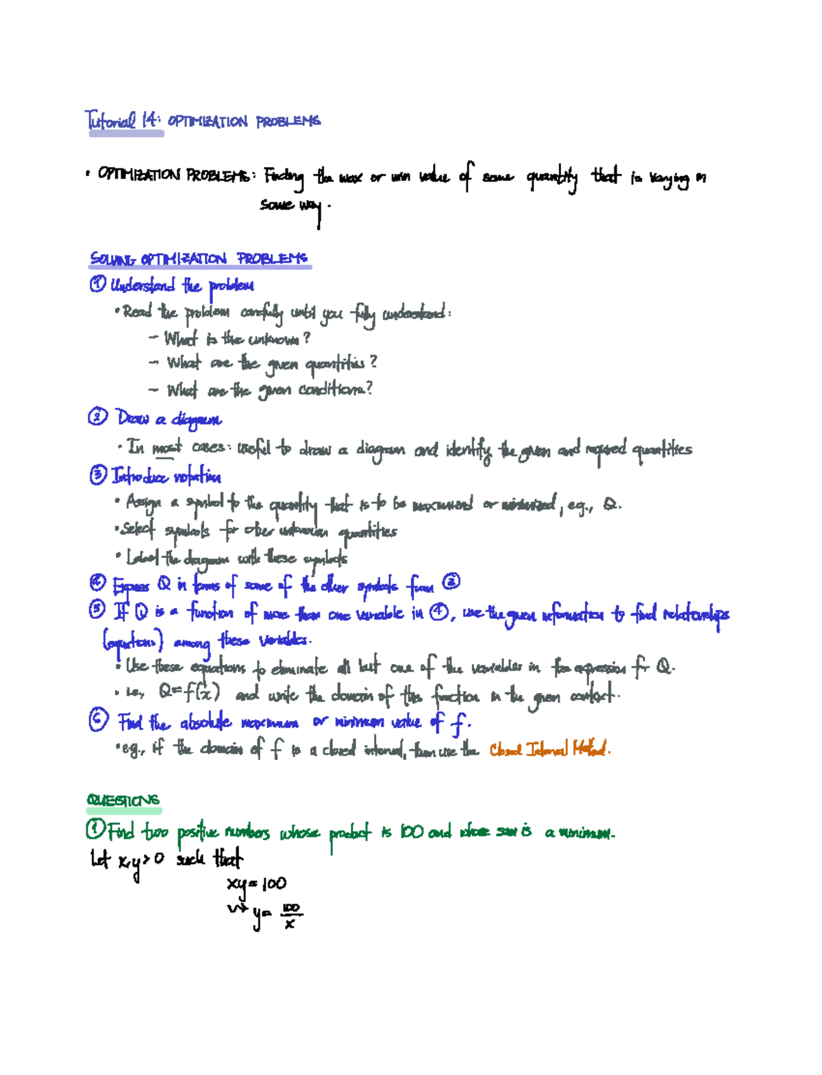 2022.11.07+calc+1000A+tutorial+14 - Tutorial 14 OPTIMIZATION PROBLEMS ...
