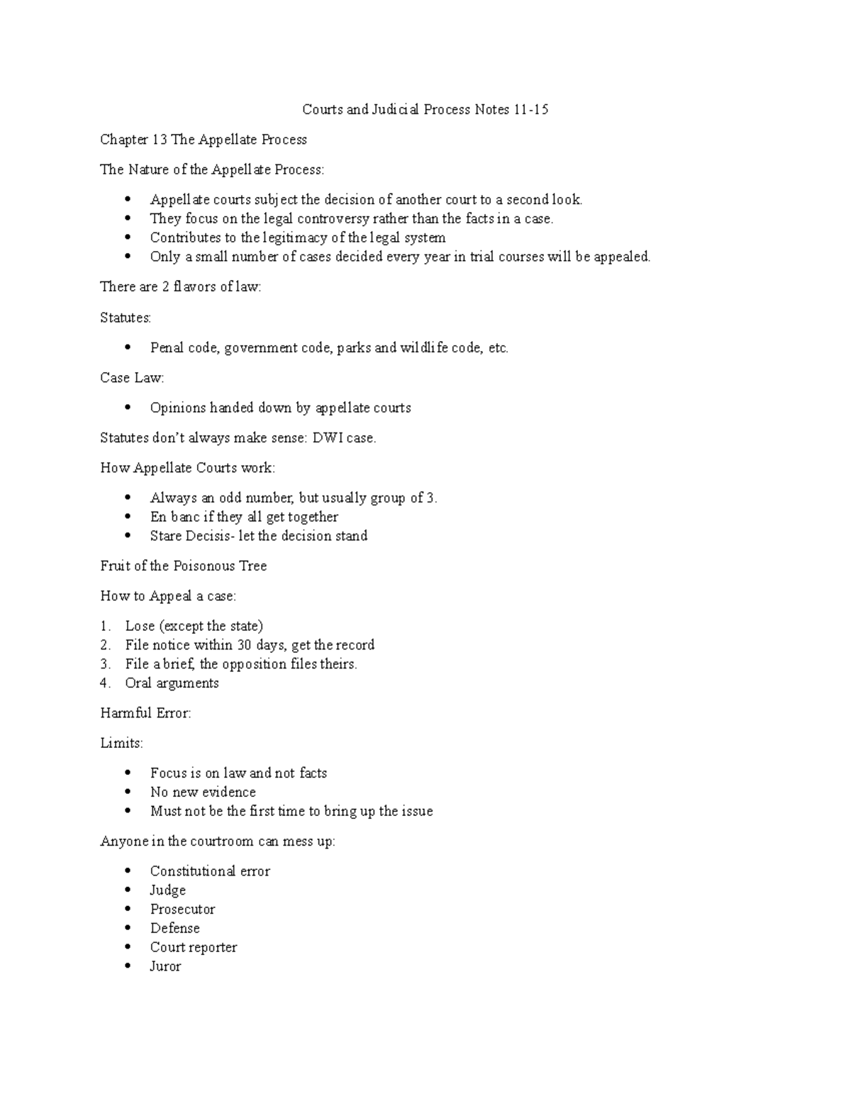 Courts and Judicial Process Notes 11-15 - Courts and Judicial Process ...
