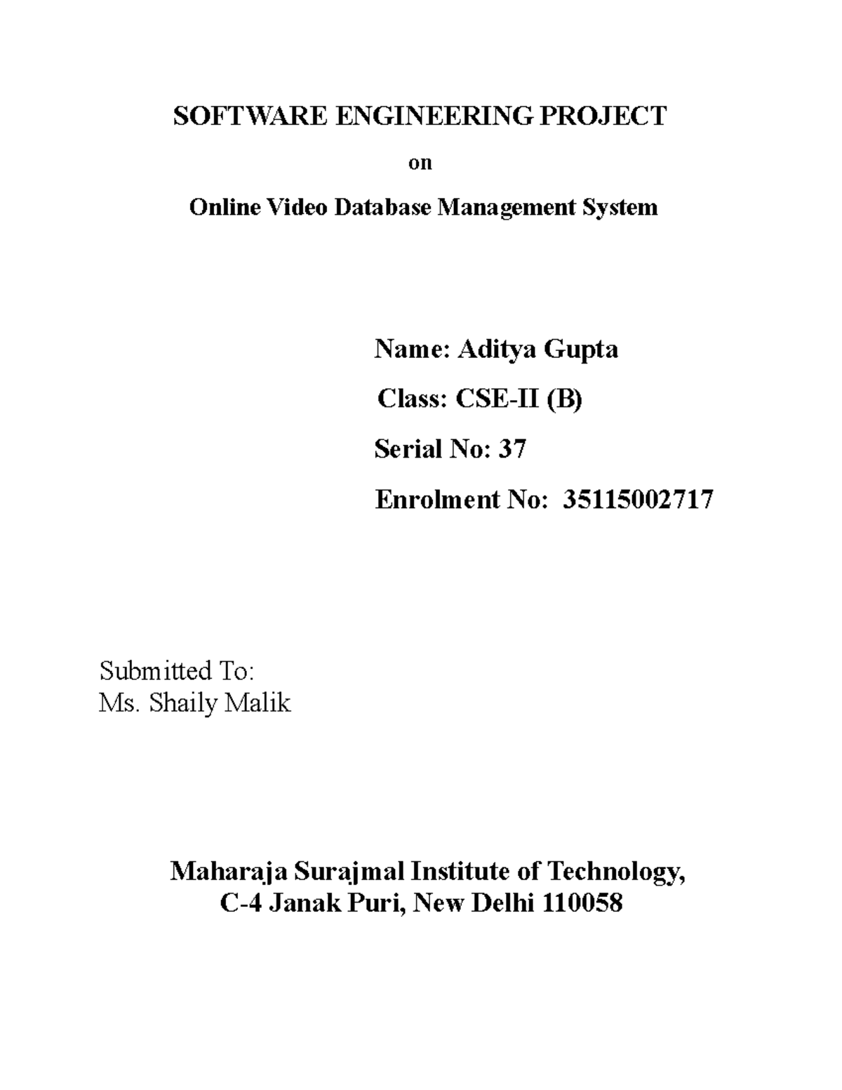 Software Engineering Project - SOFTWARE ENGINEERING PROJECT on Online ...