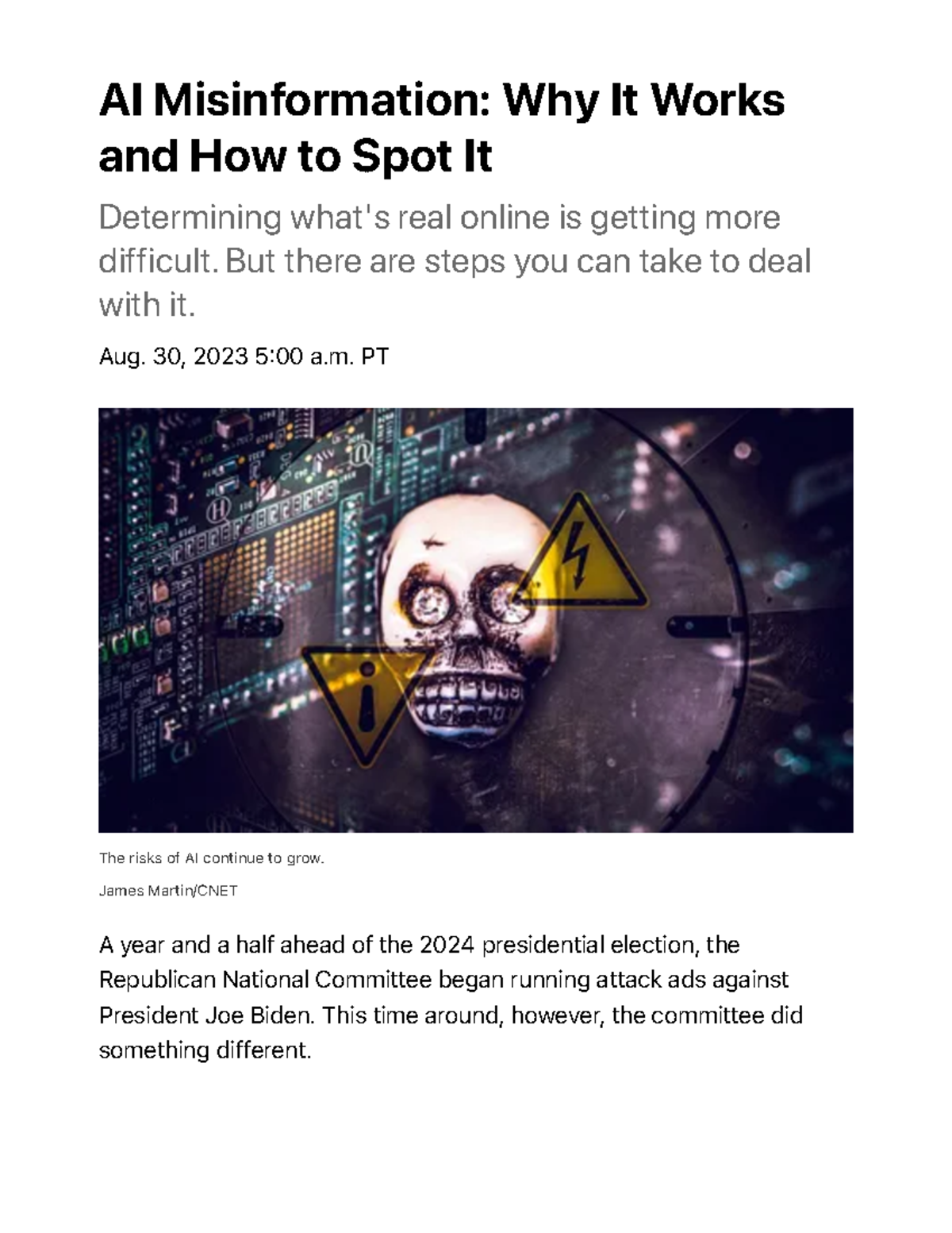 AI Misinformation- Why It Works and How to Spot It - CNET - AI ...