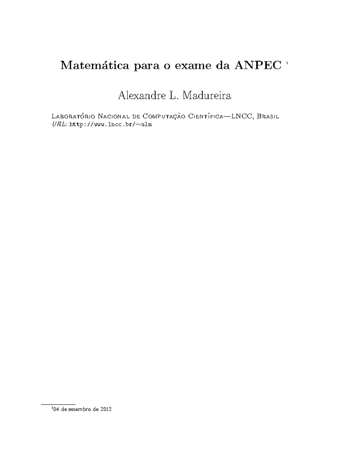 Matemática Anpec Alexandre Madureira - Matem ́atica para o exame da ...
