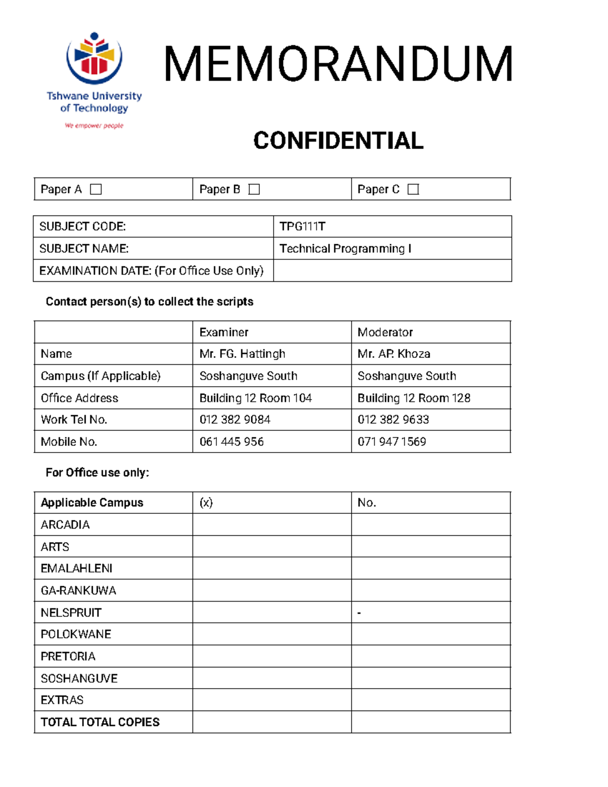 TPG111T 2020 1 Summas 1 Firstsession MEMO - MEMORANDUM CONFIDENTIAL ...