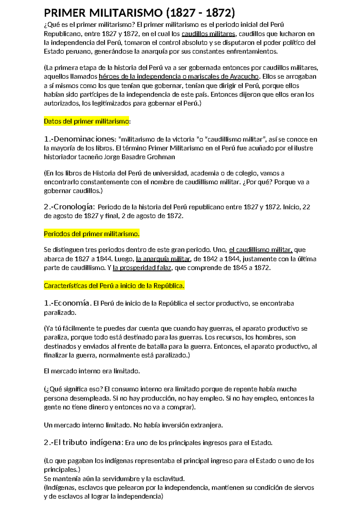 Primer Militarismo (1827 - 1872) - PRIMER MILITARISMO (1827 - 1872 ...