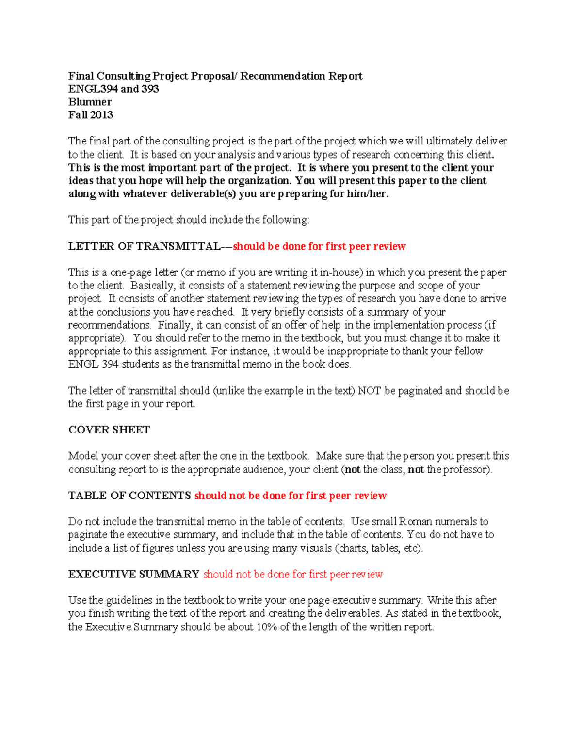 Rough draft 1Final Consulting Project 393 and 394-Fall2013 - Final ...