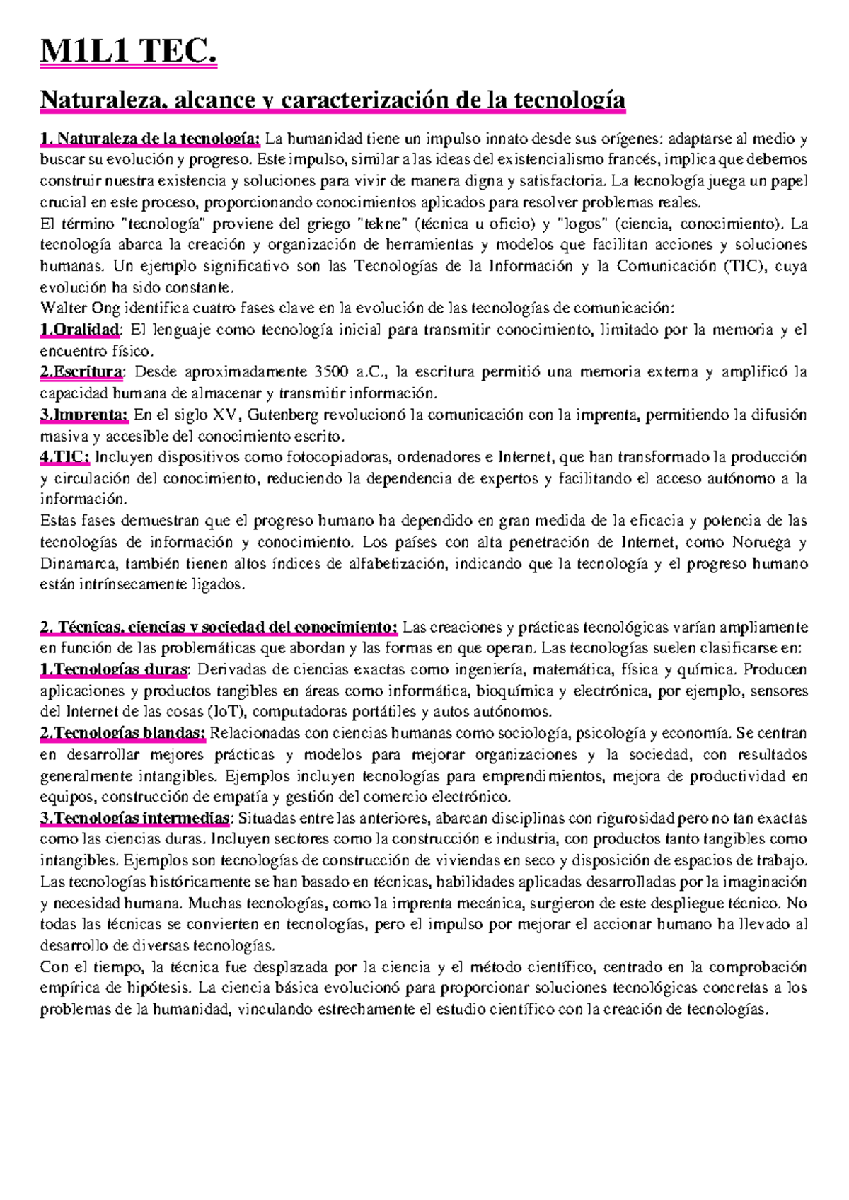 Resumen M1 y M2 Tec - M1L1 TEC. Naturaleza, alcance y caracterización ...