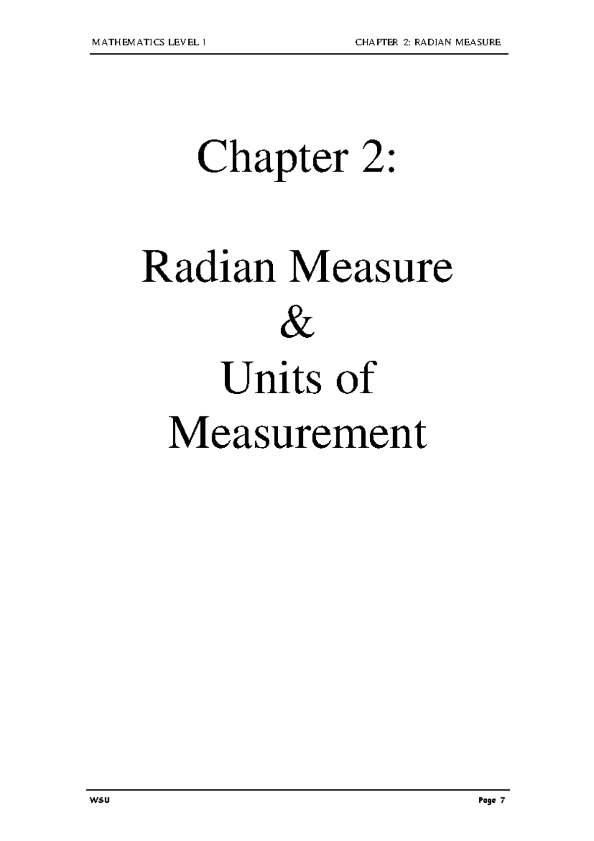 Chapter 2 - radian measure - Chapter 2 : Radian Measure & Units of ...