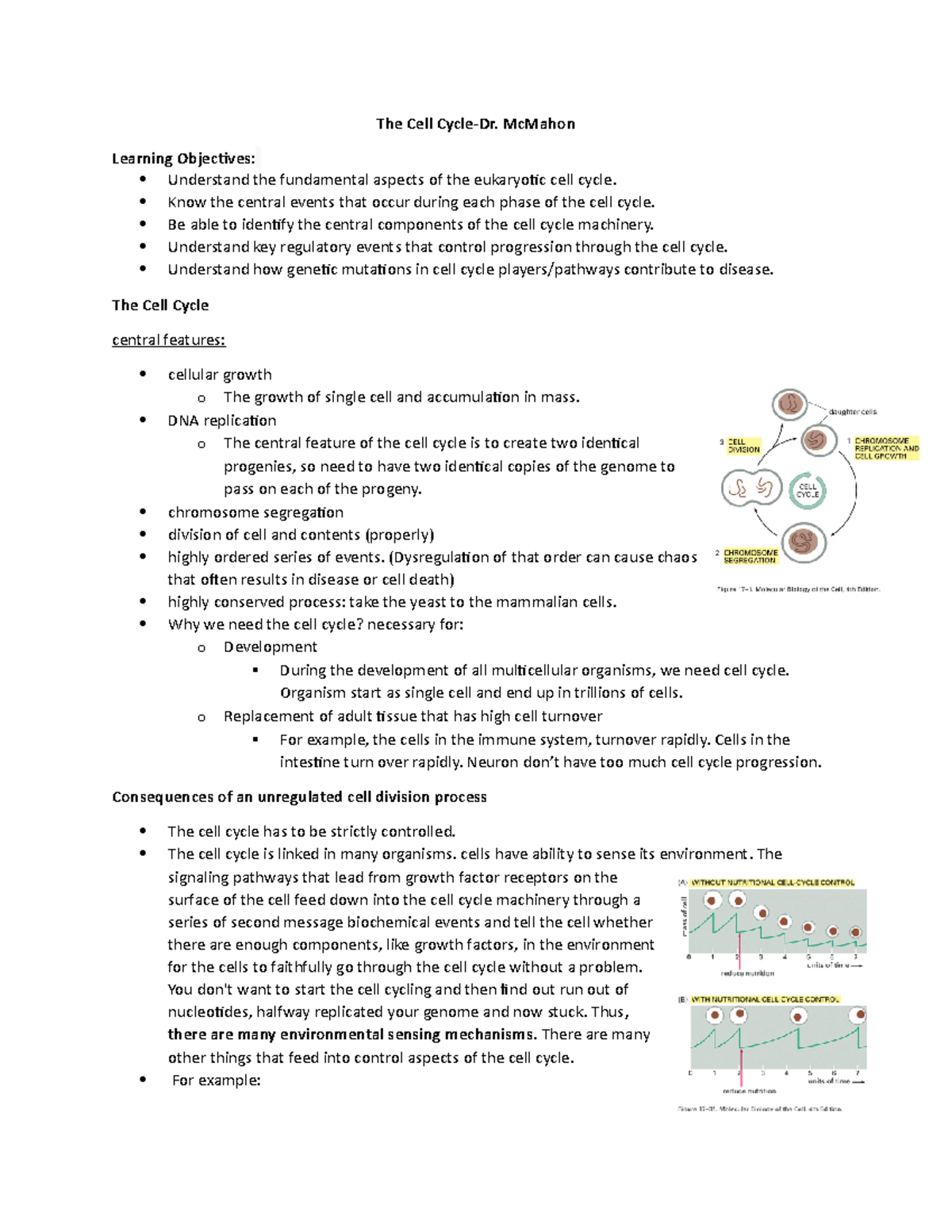 The Cell Cycle notes-Mac Mahon - The Cell Cycle-Dr. McMahon Learning ...