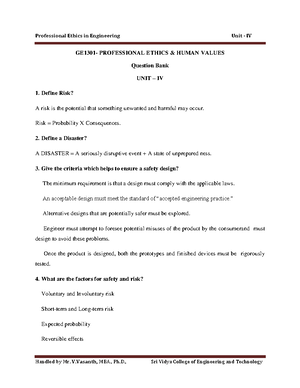 Chapter 1 PPLE - PPLE NOTES - UNIT ENGINEERING ETHICS Syllabus: Senses ...