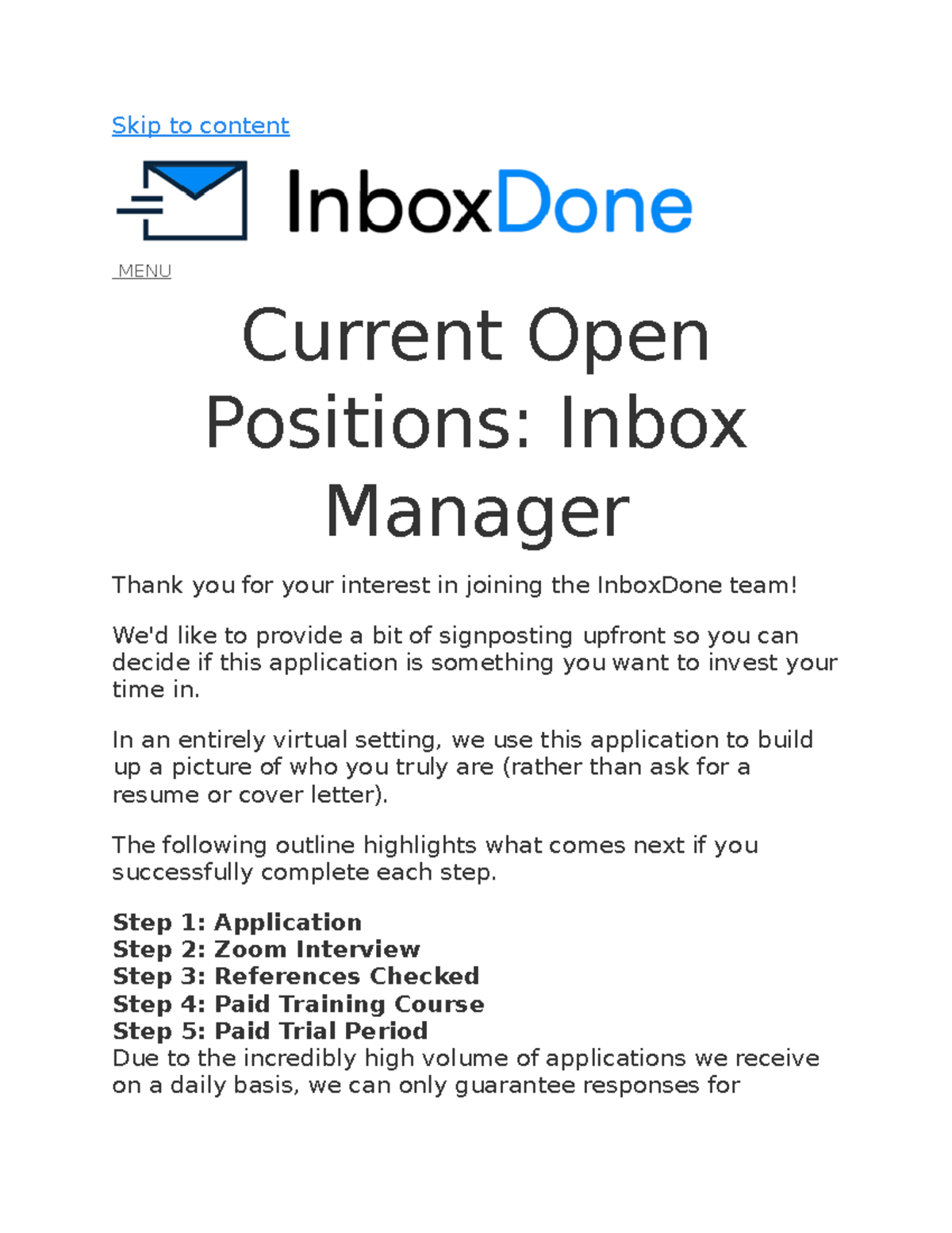 Onbox - Skip to content MENU Current Open Positions: Inbox Manager ...