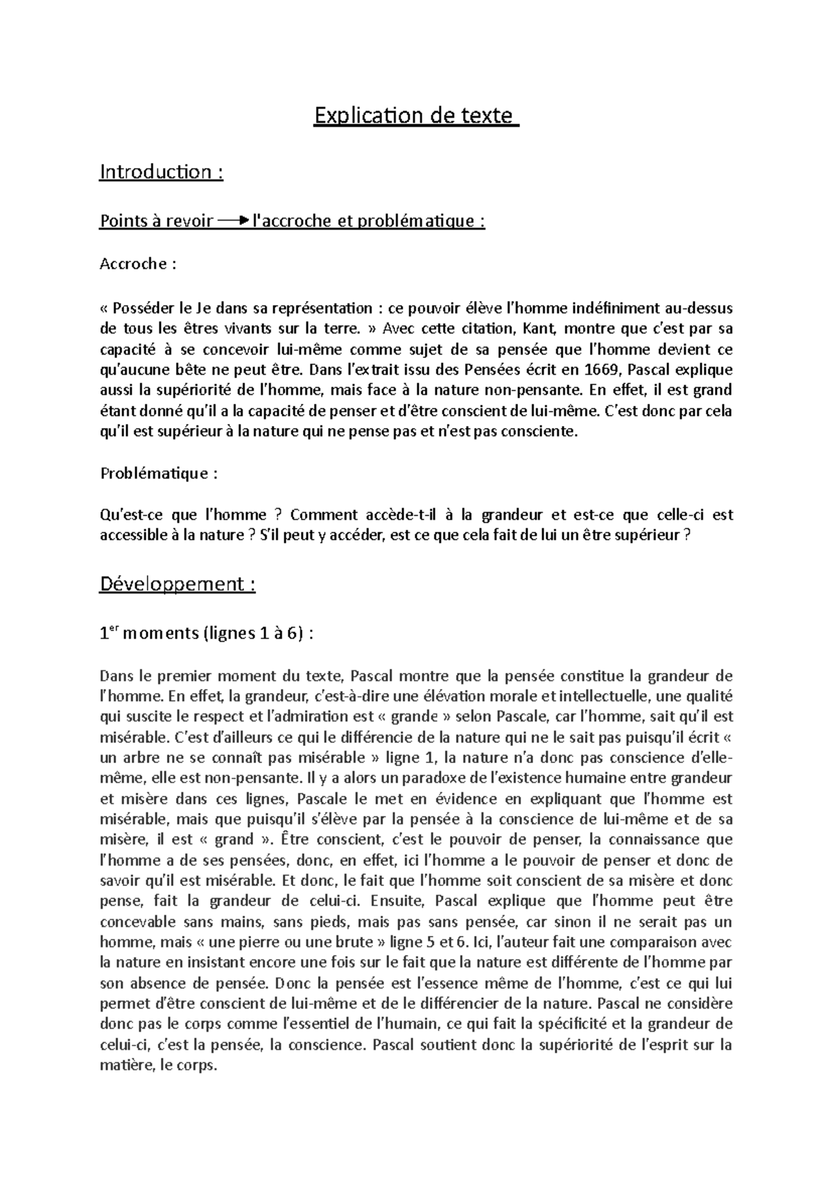 Explication de texte - Explication de texte Introduction : Points à ...