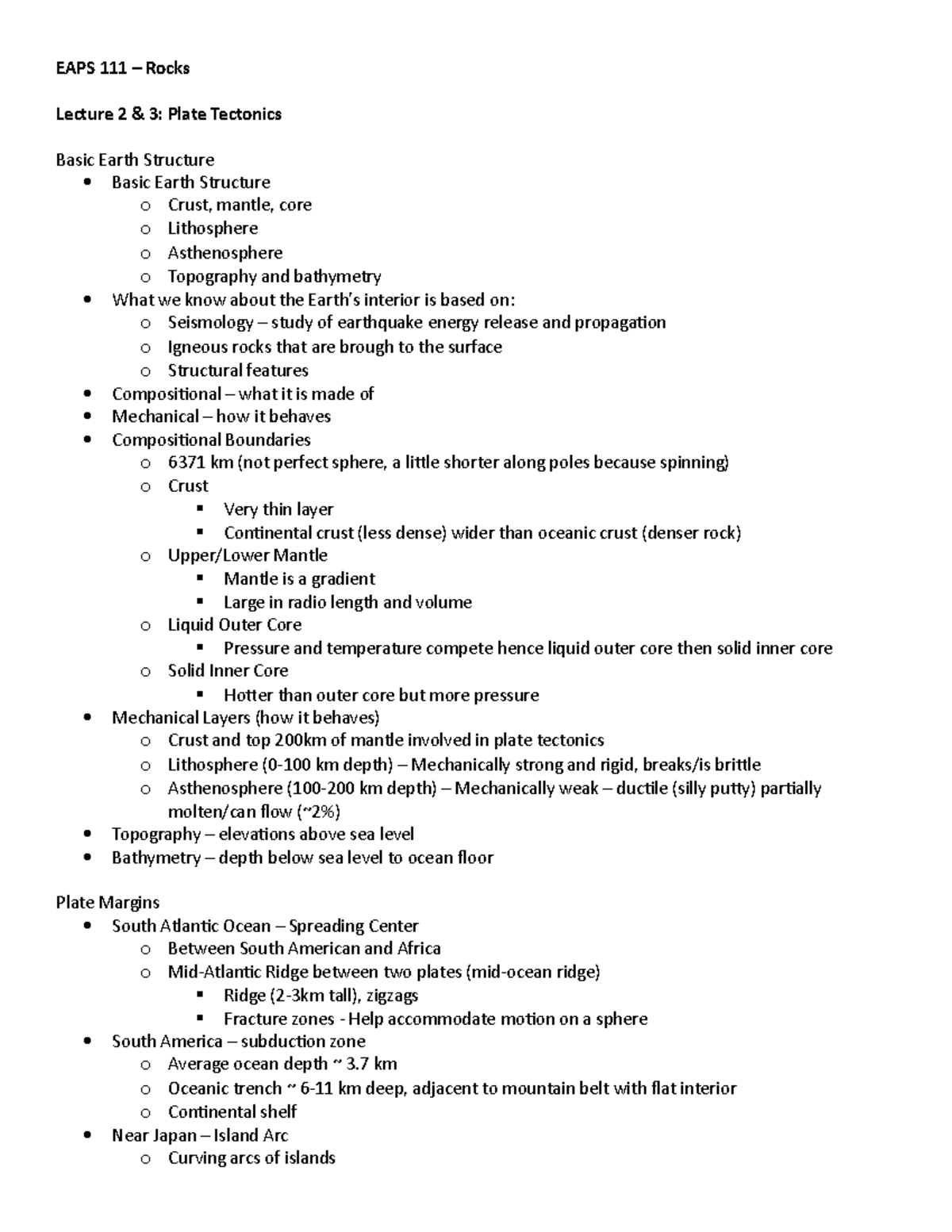EAPS111 Notes - Taken with Dean Ballotti - EAPS 111 – Rocks Lecture 2 ...