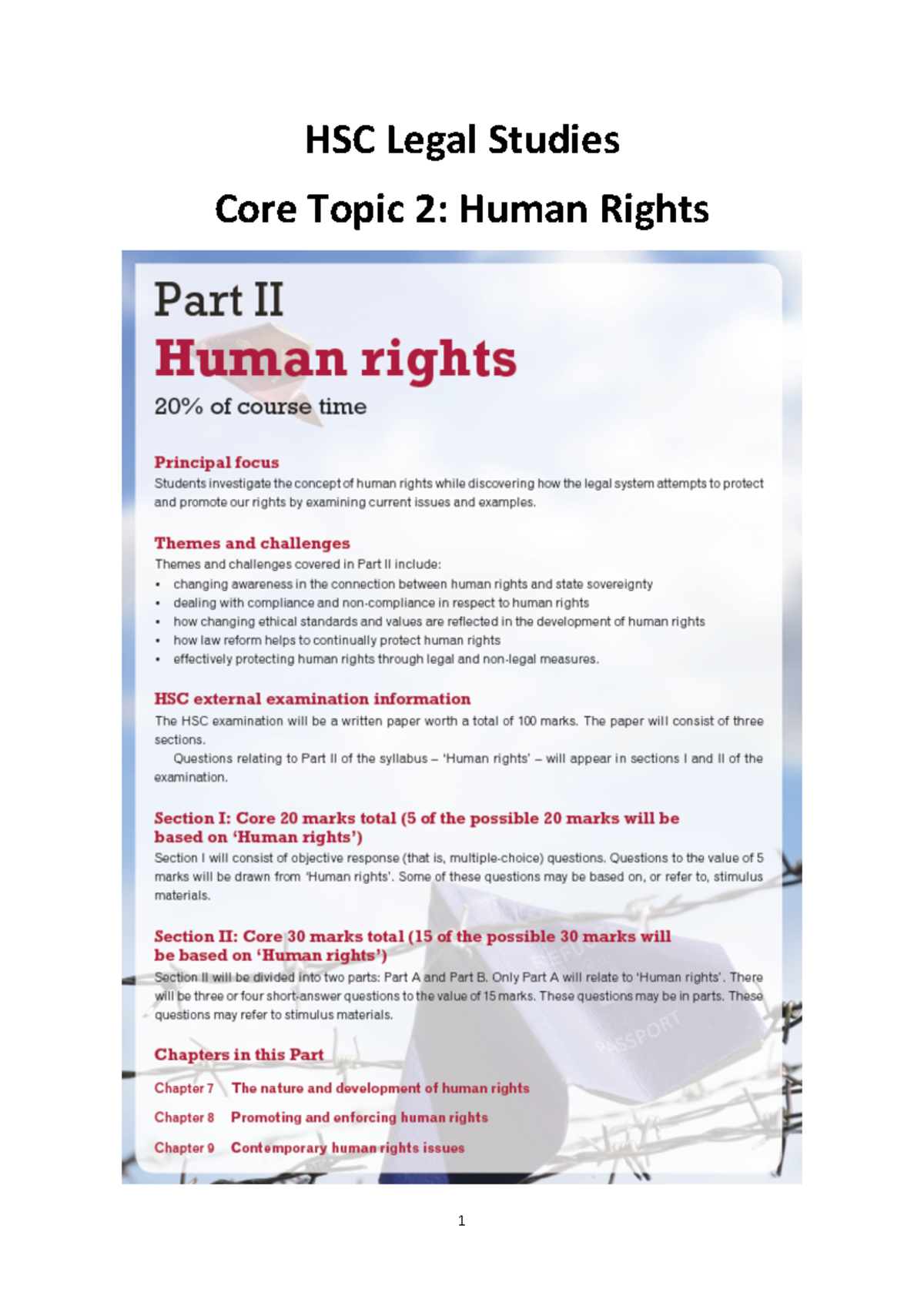 HSC Legal Studies Human Rights Booklet - HSC Legal Studies Core Topic 2 ...