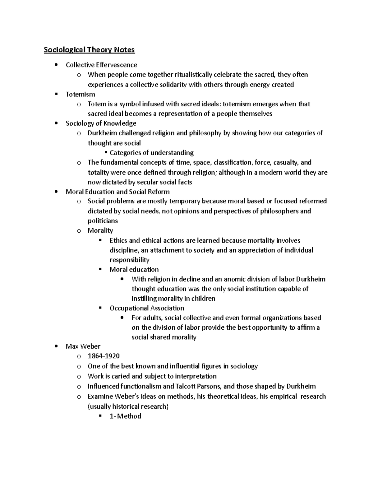 Sociological Theory Notes Document 24 - Sociological Theory Notes ...