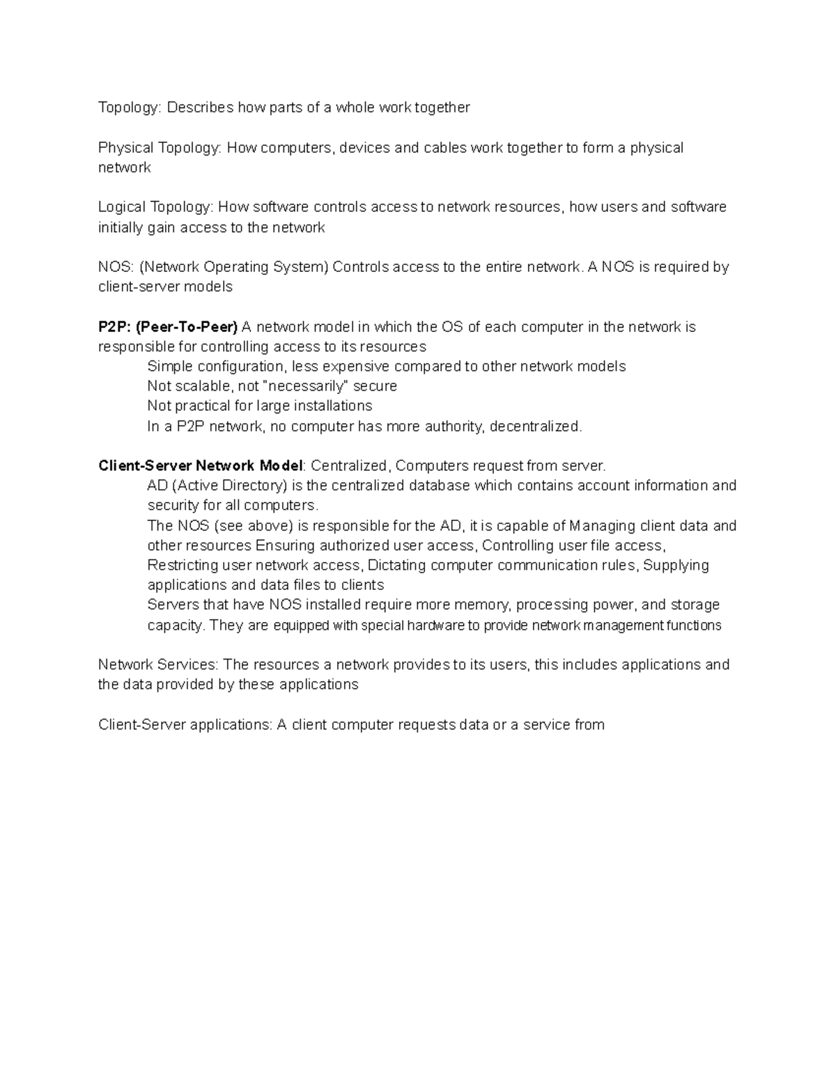 ITM301 Lecture 1 Notes - Topology: Describes how parts of a whole work ...
