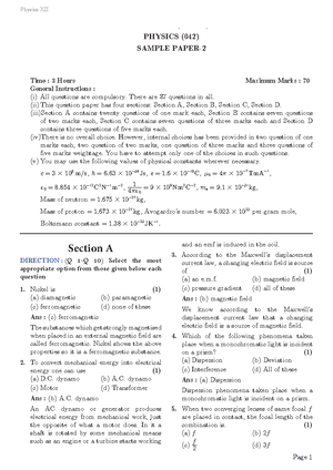 Class XII Physics MCQS(CASE Study Based Questions,AR, Additonal Questions) - INDEX S. CHAPTER ...