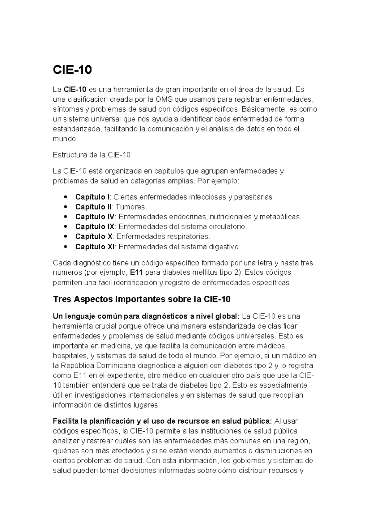 Cie 10 - que es el cie 10 - CIE- La CIE-10 es una herramienta de gran importante en el área de ...