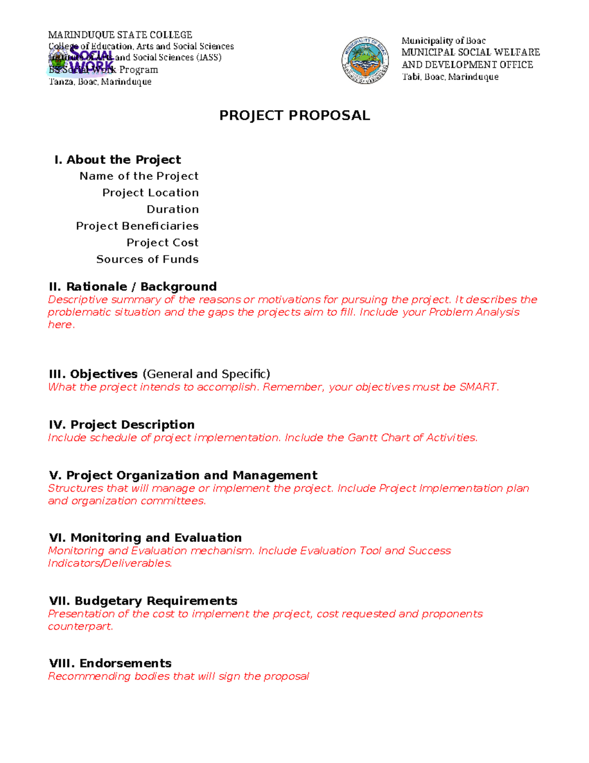 16. Project Proposal Guide - Municipality of Boac MUNICIPAL SOCIAL ...