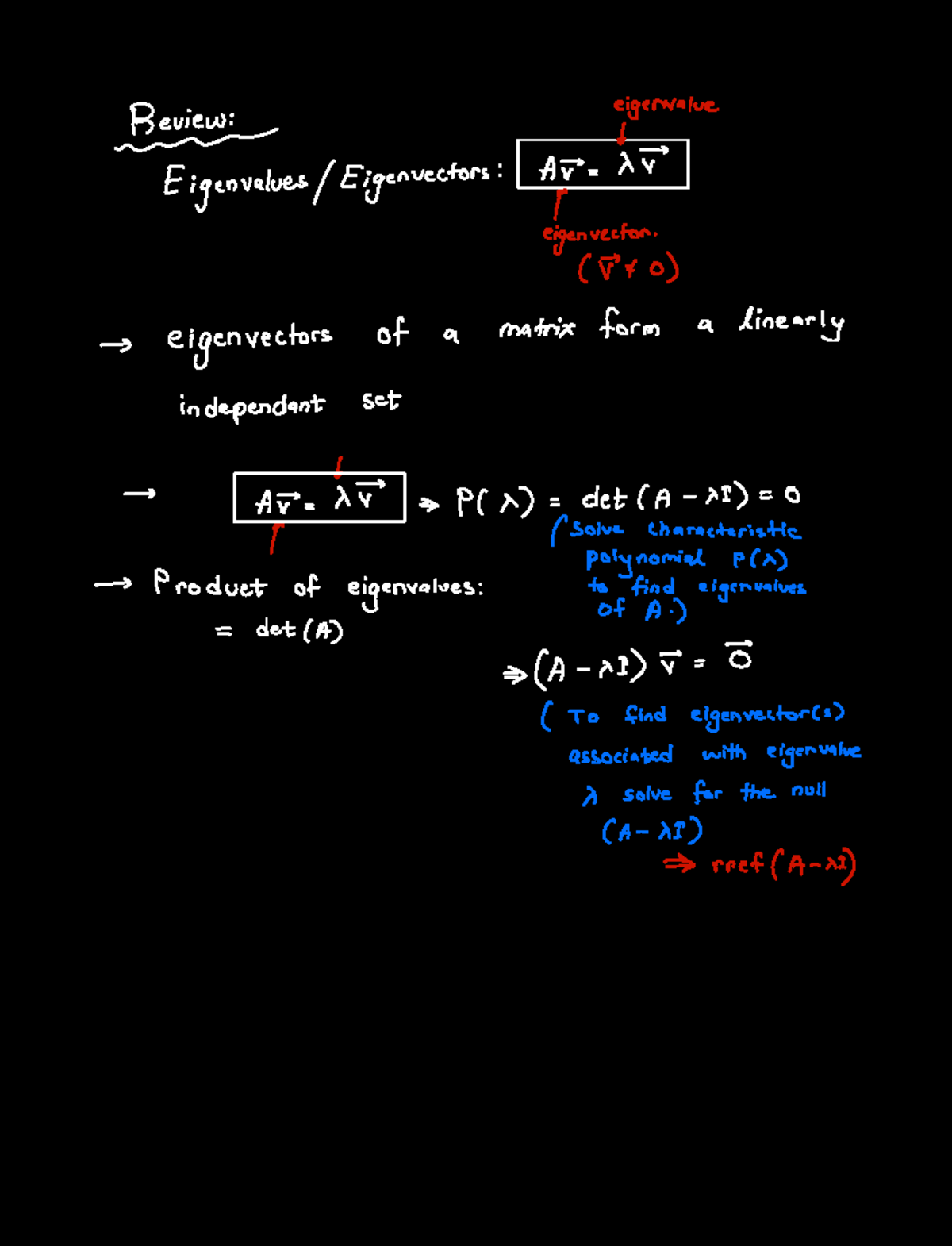 Lecture 19th Last Lec Bryran Neverez Eigenvalue Review Eigenvalues Eigenvectors At It I