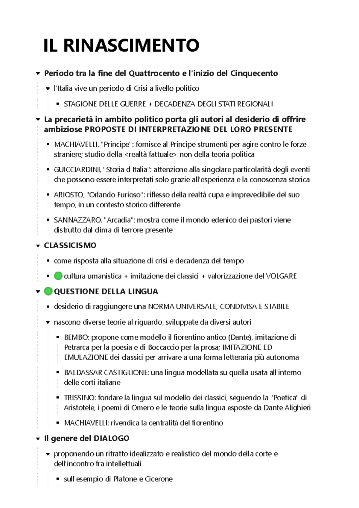 IL Rinascimento - Letteratura Italiana - Università di Torino - Studocu