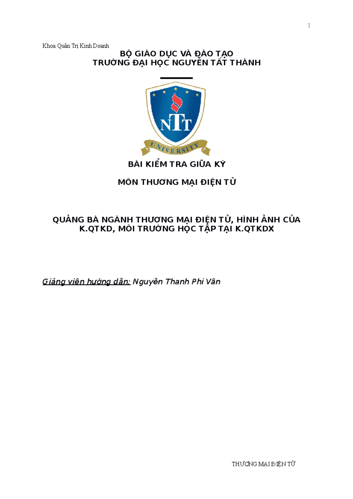 Thương mại điện tử - gjgf - 1 Khoa Quản Trị Kinh Doanh BỘ GIÁO DỤC VÀ ...