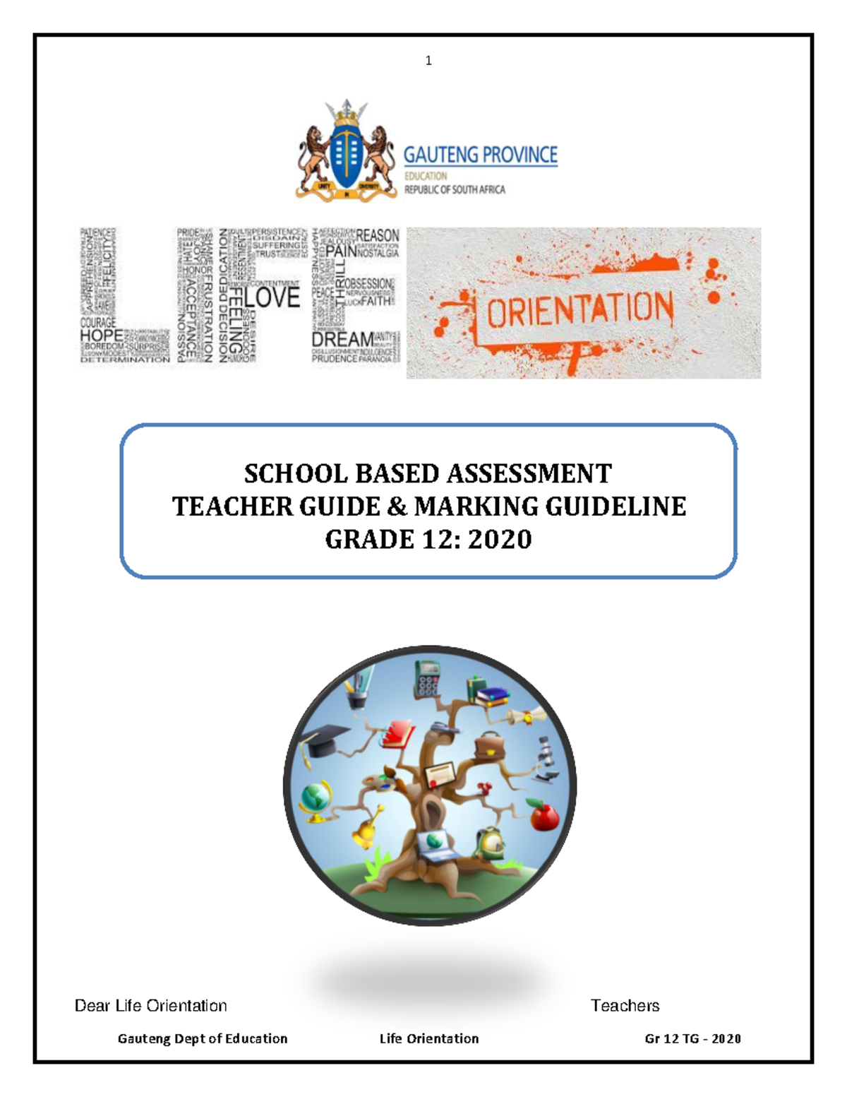 2020 LO SBA GR 12 TG - Dear Life Orientation Teachers SCHOOL BASED ASSESSMENT TEACHER GUIDE ...