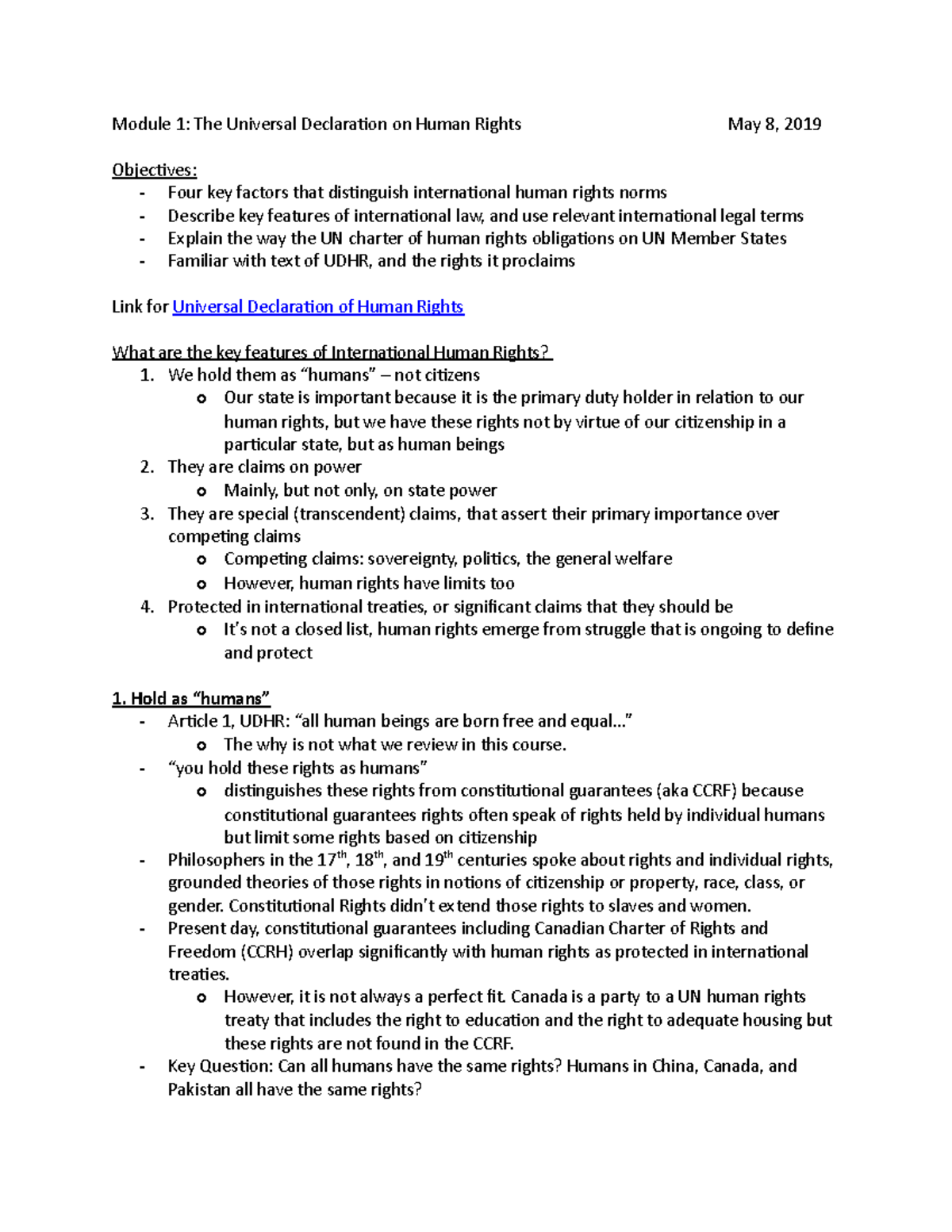 Module 1 - Universal Declaration on Human Rights - Module 1: The ...