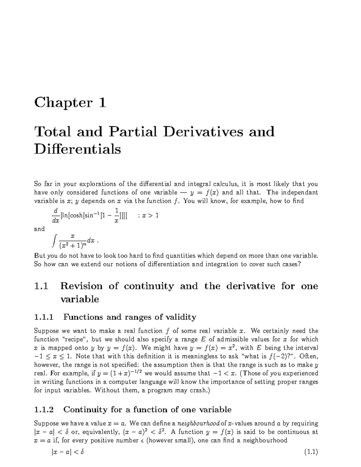 Total and Partial Derivatives and differentials - Chapter 1 Total and ...