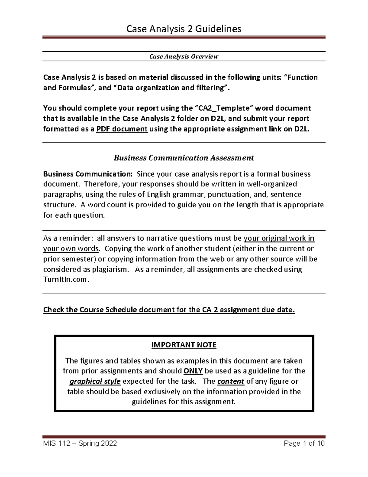 CA2 Instructions - Material - ####### Case Analysis Overview Case ...